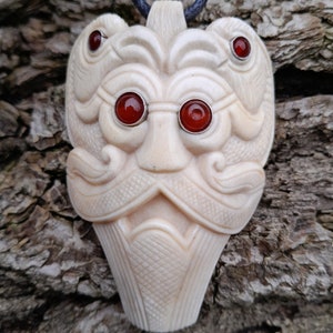 Unique Hand Carved Viking God Odin Face Pendant With Ravens, Óðinn ...