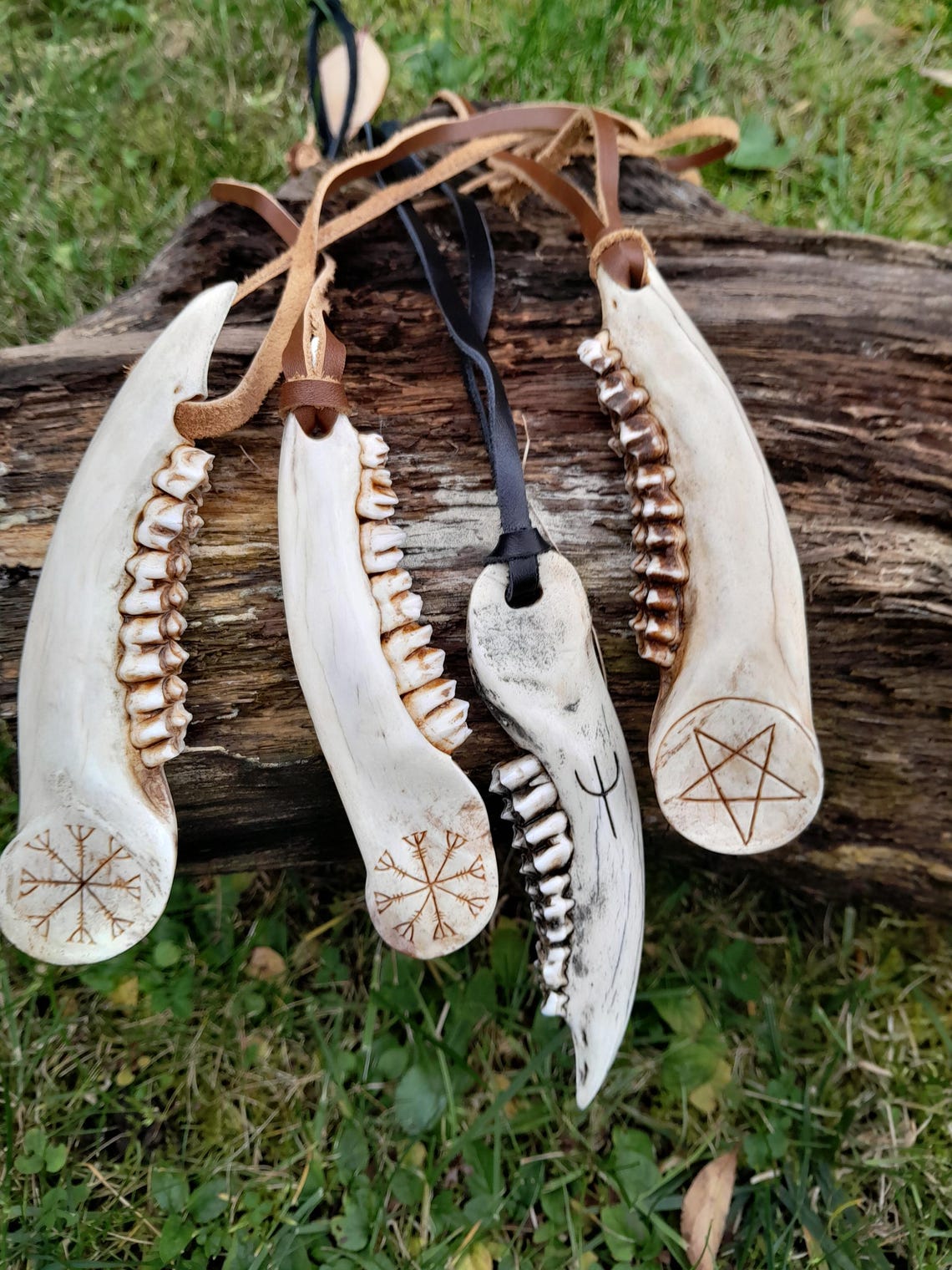 Helm of Awe Pendant | Norse Protection Amulet | Hand-carved Bone ...