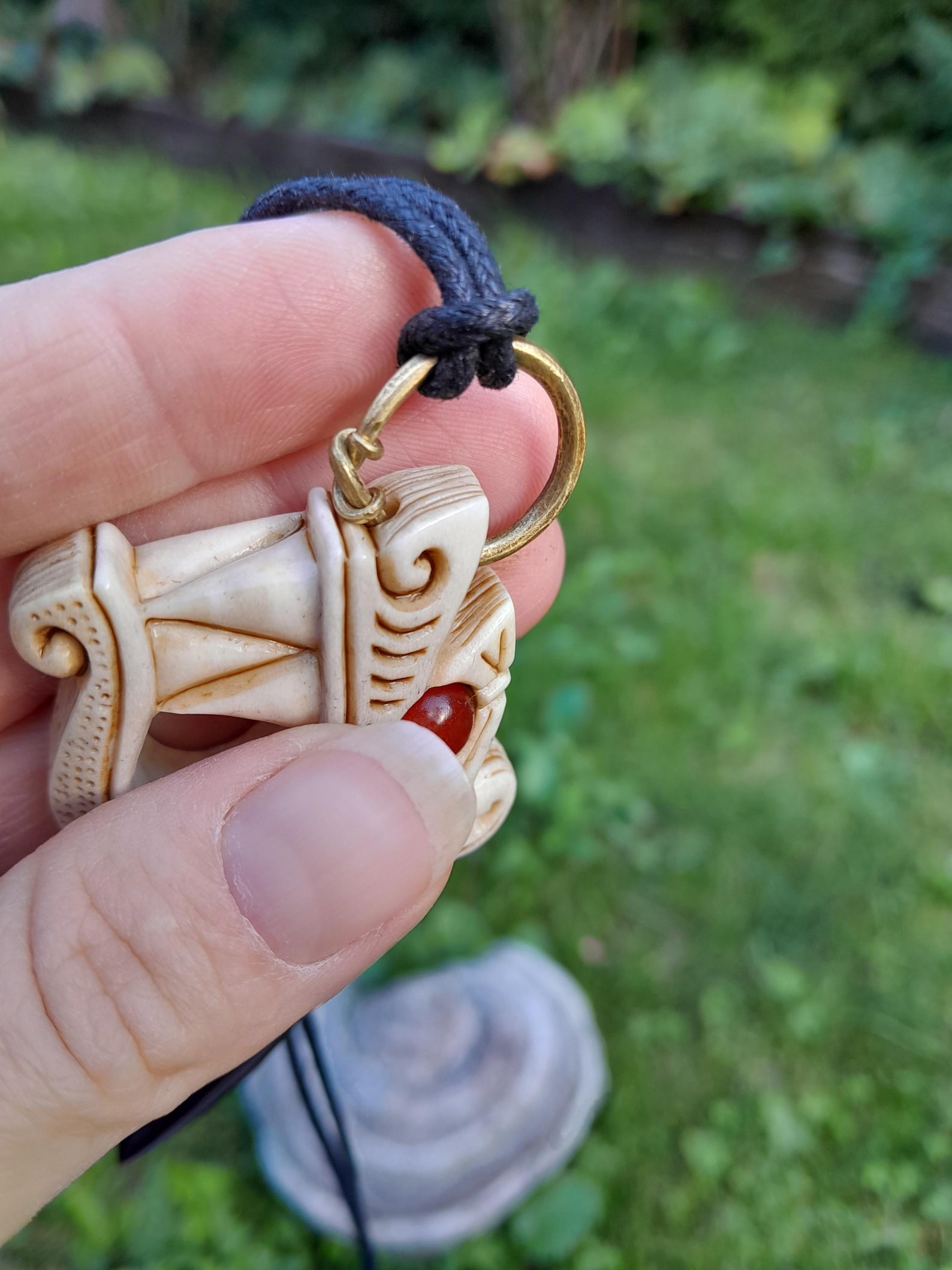 Viking Dragon Amulet, Hand-carved Moose Antler & Buffalo Horn Pendant ...