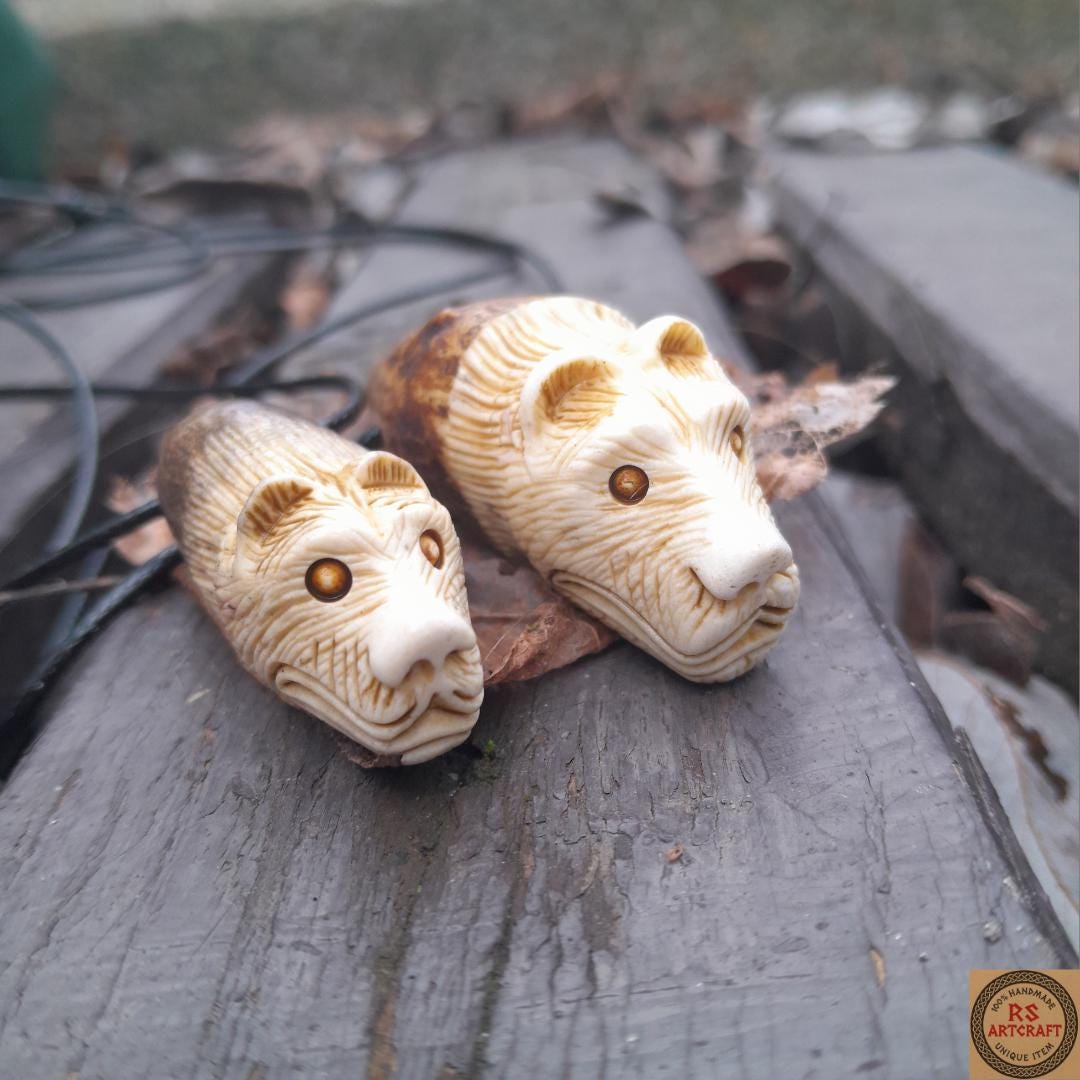 Moose Antler Bear Amulets With Algiz Rune – Hand-carved Unique Viking ...