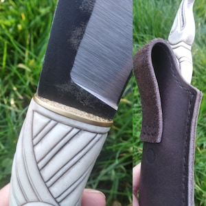 Handmade Viking Raven Knife, Celtic Art, Bone Handle, Leather Sheath - Etsy