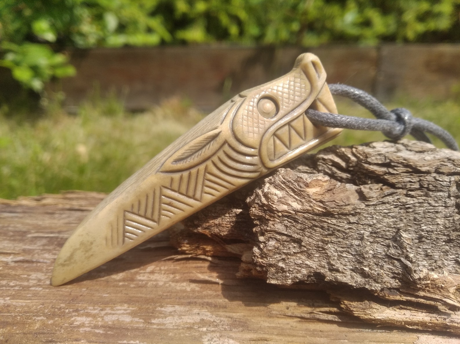 Hand Carved Necklace of Fenrir Viking Wolf Fang/claw Amulet - Etsy