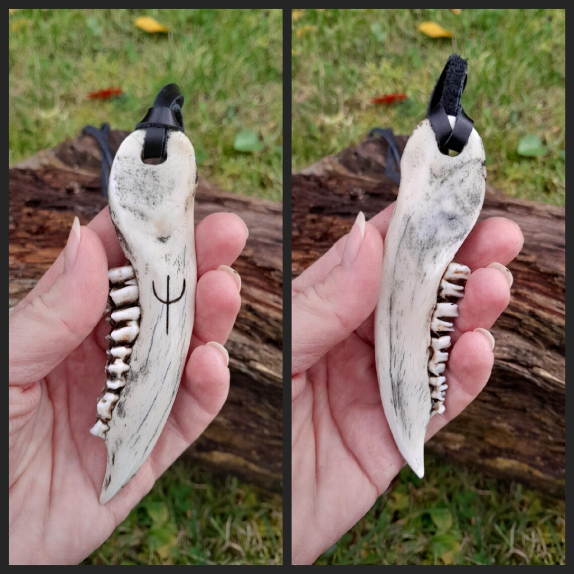 Helm of Awe Pendant | Norse Protection Amulet | Hand-carved Bone ...