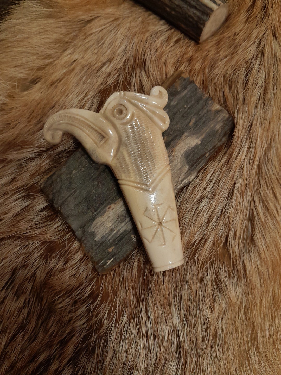 Hand-carved Eagle Head Handle. Tool Handle Knife. Norse Bird. Celtic ...