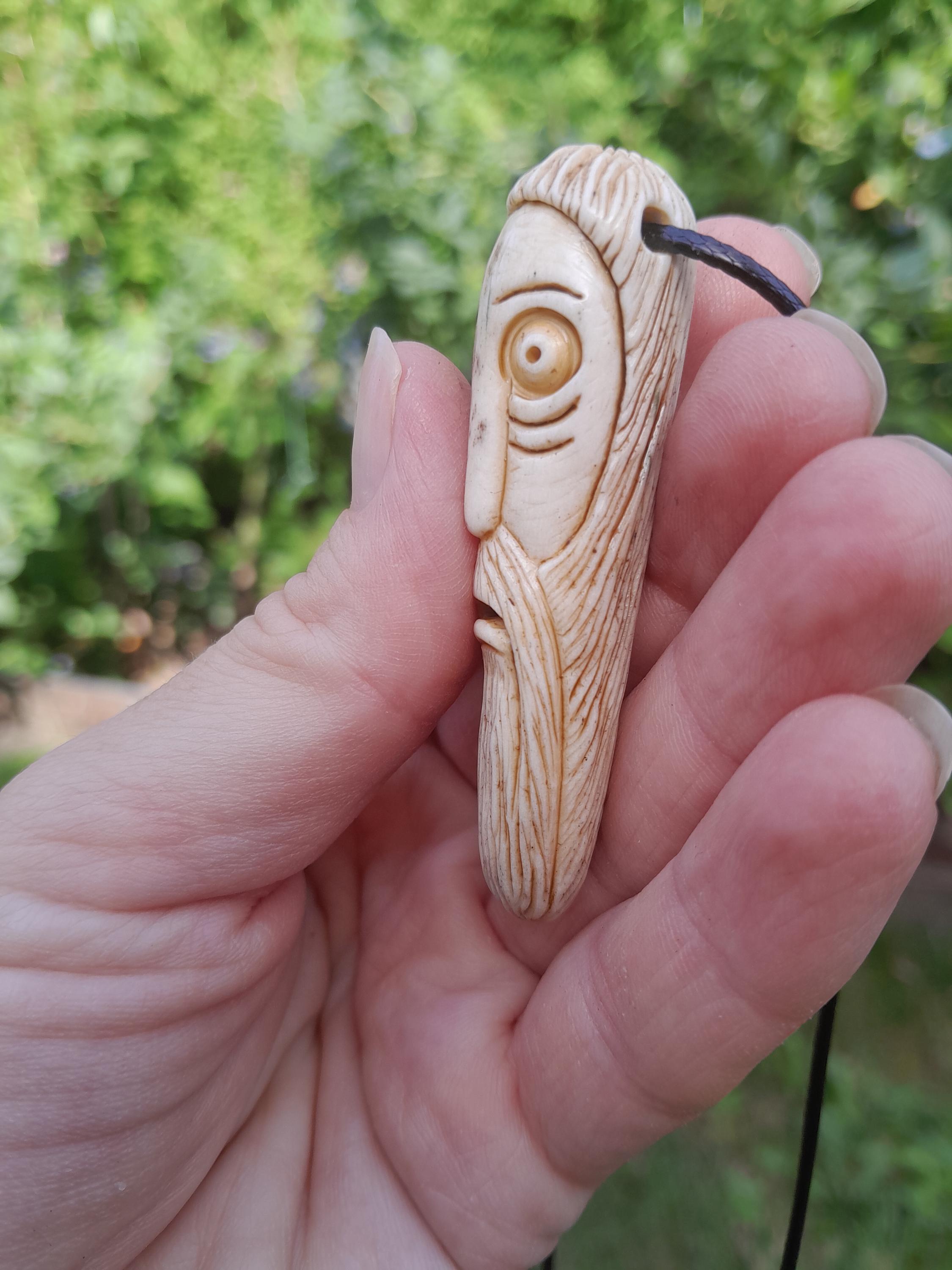 Odin Amulet – Hand-carved Moose Antler Pendant | Viking Talisman, Norse ...