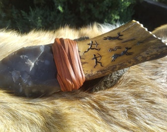 Neolithic Ritual /hunter Dagger With Flint Blade modern Reconstruction ...