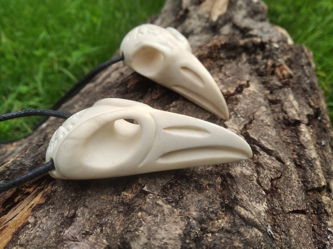 Odin Raven Skull Amulet With Vegvisir and Aegishjalmur. Viking, Celtic ...