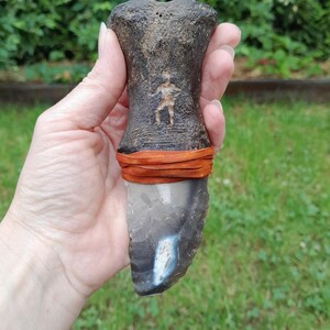 Stone Age Knife With the Flint Blade. Primitive, Pagan Tool. Primitive ...