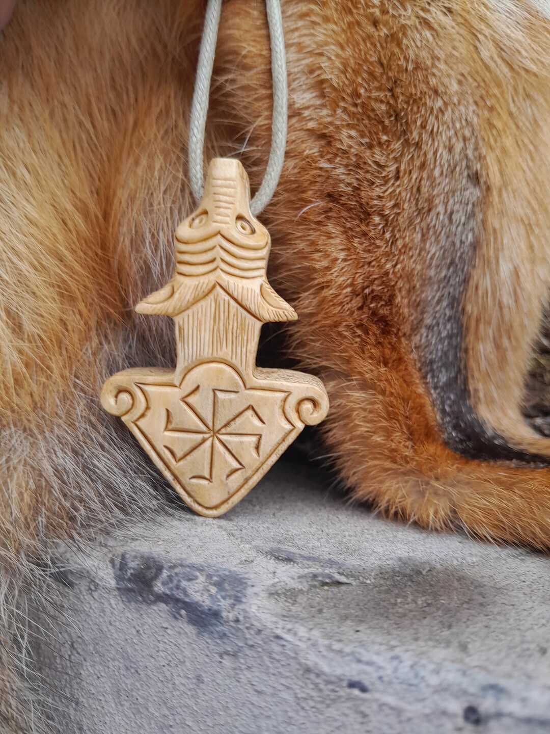 Hand-carved Thor's Hammer Necklace Mjolnir Amulet With - Etsy