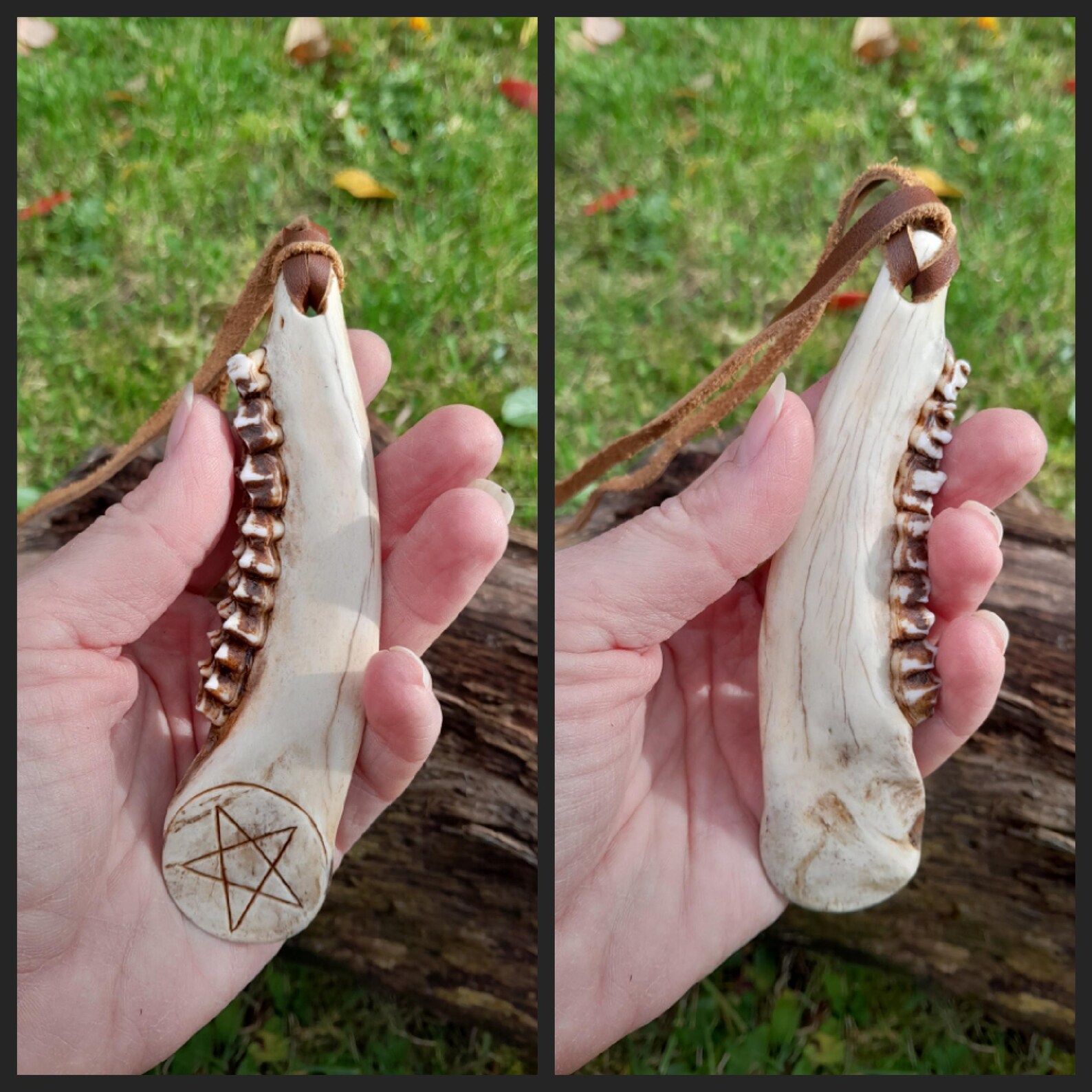 Helm of Awe Pendant | Norse Protection Amulet | Hand-carved Bone ...
