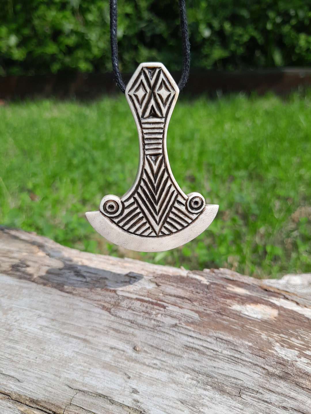 Hand-carved Viking Thor's Hammer Pendant. God Thor Axe Amulet. Mjolnir ...