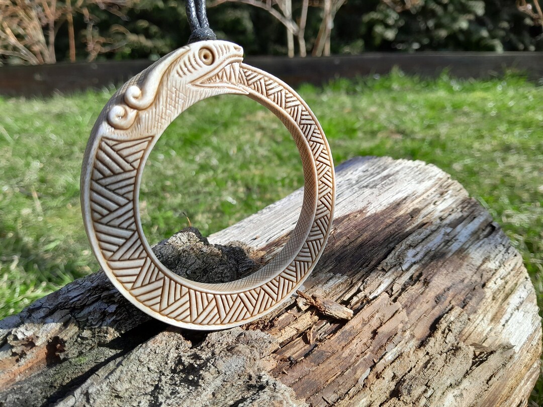 Unique Hand Carved Ouroboros Circle Talisman Midgard - Etsy