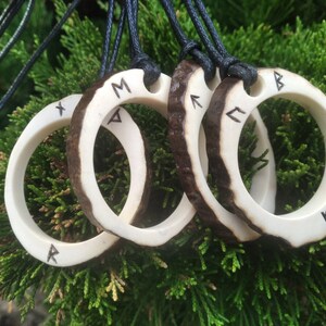 Viking Rune Ring Necklace, Runes Circle Pendant, Runic Wheel Amulet ...
