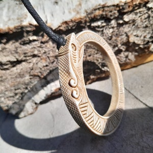 Unique Hand Carved Ouroboros Circle Talisman, Midgard Jormungandr ...