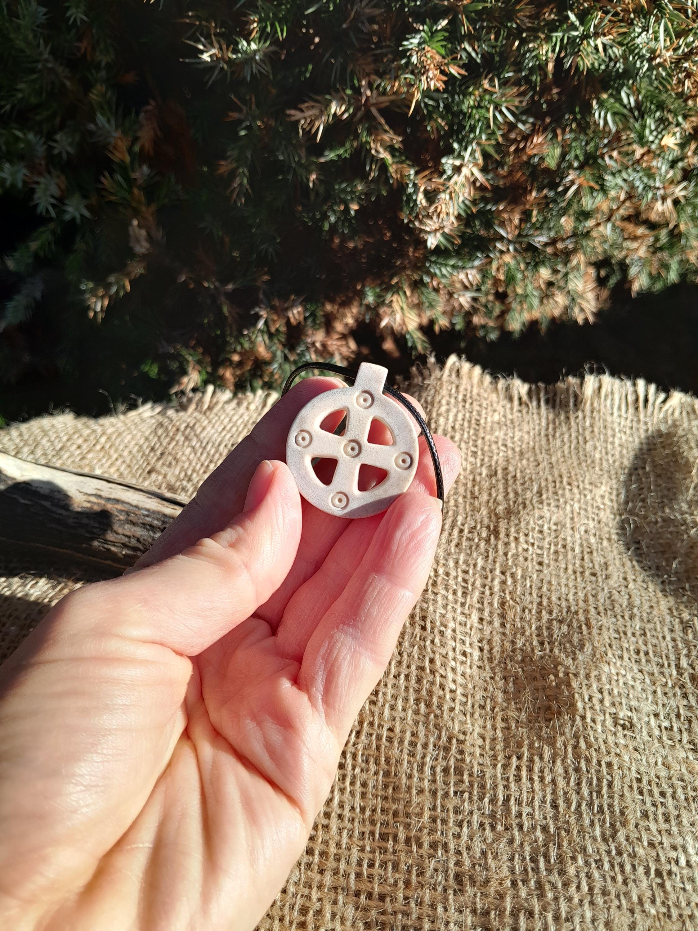 Handmade Sun Wheel Pendant сarved From Moose Antler – Viking Amulet ...