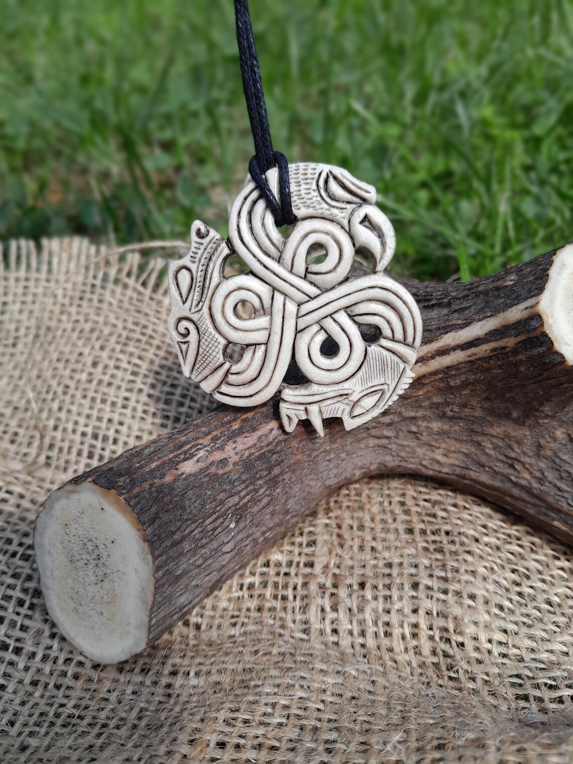 A Triskelion Amulet With Heads of a Boar, Raven and Wolf. Norse, Pagan ...