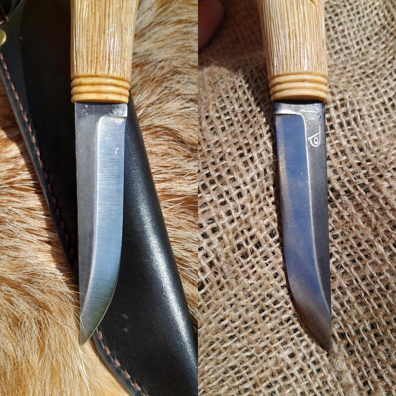 Handmade Vikings Knife "wolf" With Leather Sheath. Fenrir. Antler Hand ...