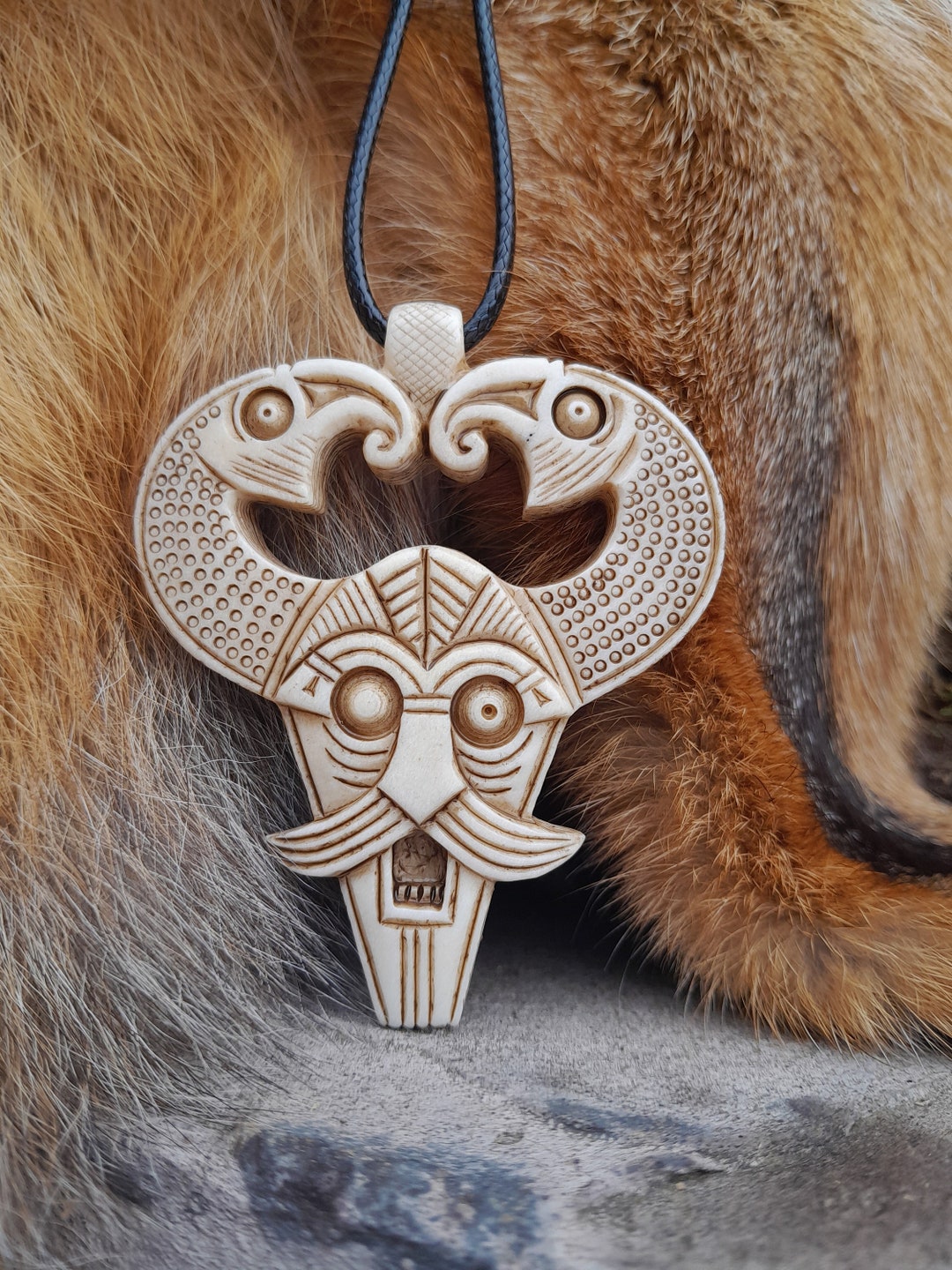 Viking, Pagan God Odin Face Pendant With Ravens. Norse Óðinn Amulet ...