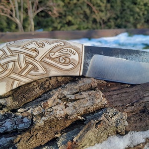 Unique Viking Style Knife With Leather Sheath and Hand-carved - Etsy