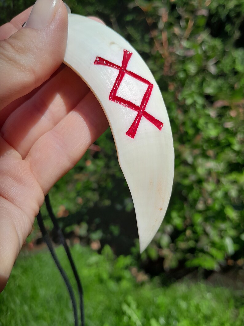 Viking’s Style Amulet With Ingwaz Rune, Fang Necklace, Tribal Jewelry ...