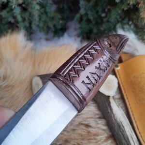 Viking Motifs Knife With Raven Head and Runic Inscription. - Etsy
