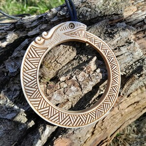Unique Hand Carved Ouroboros Circle Talisman, Midgard Jormungandr ...