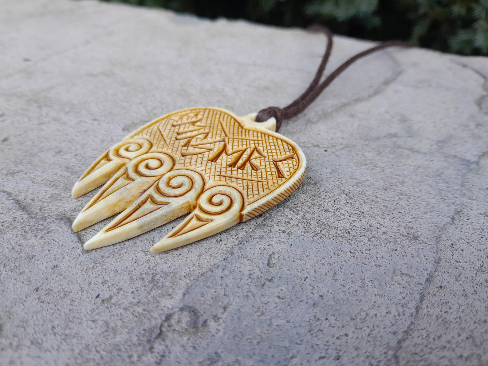 Viking Bear Paw Necklace Norse Bear Amulet With Algiz Rune - Etsy