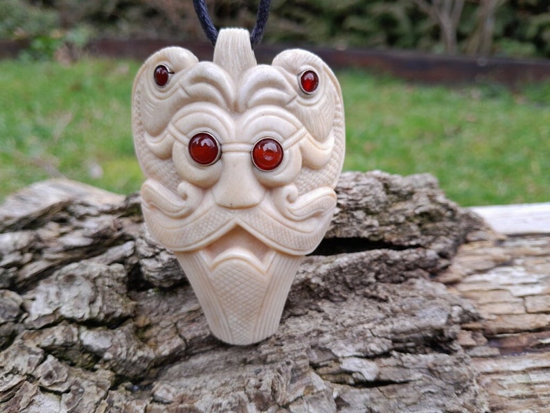 Unique Hand Carved Viking God Odin Face Pendant With Ravens - Etsy