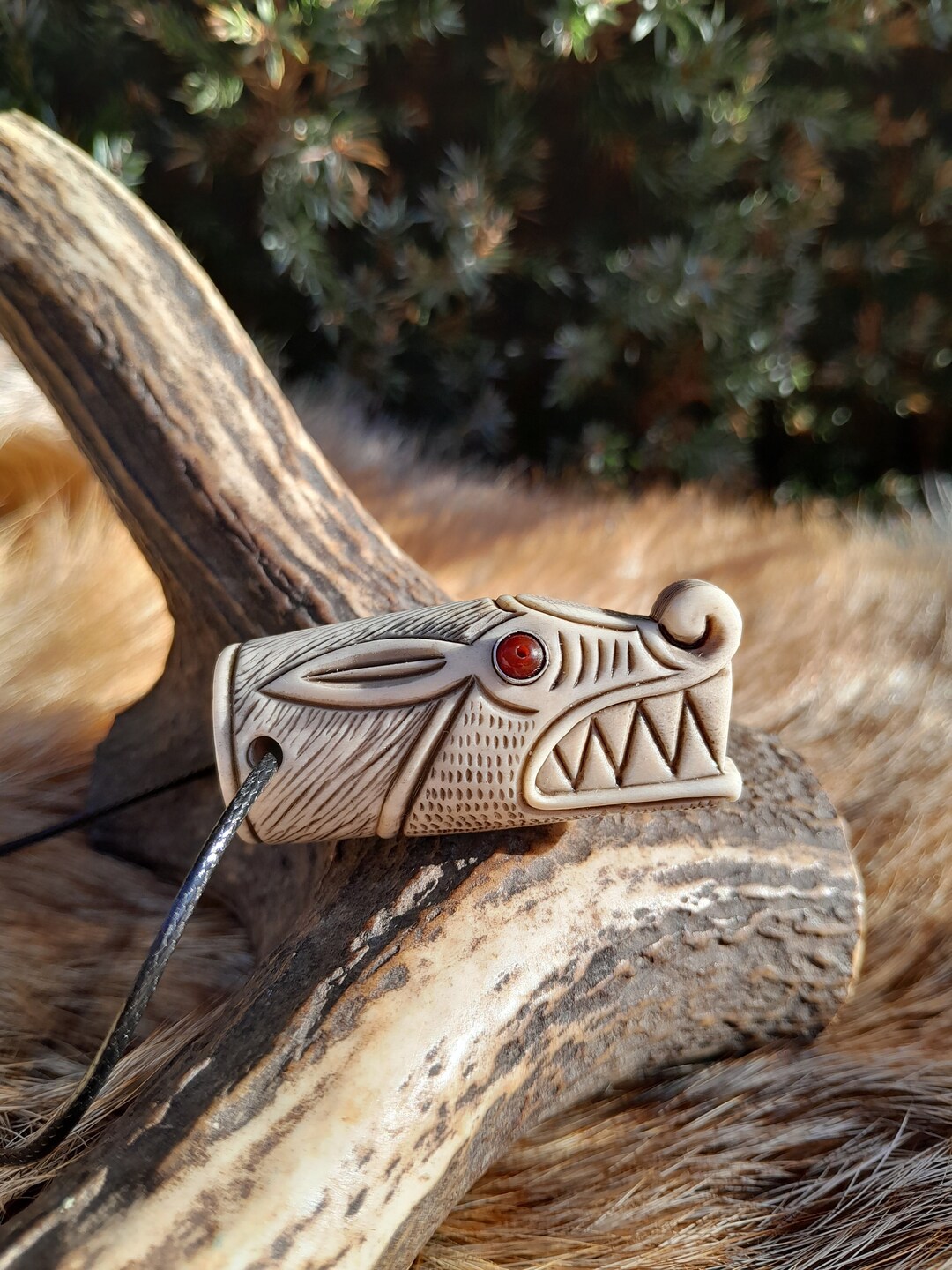 Viking Wolf Amulet With Fehu. Fenrir Necklace. Old Norse Art. Pagan ...