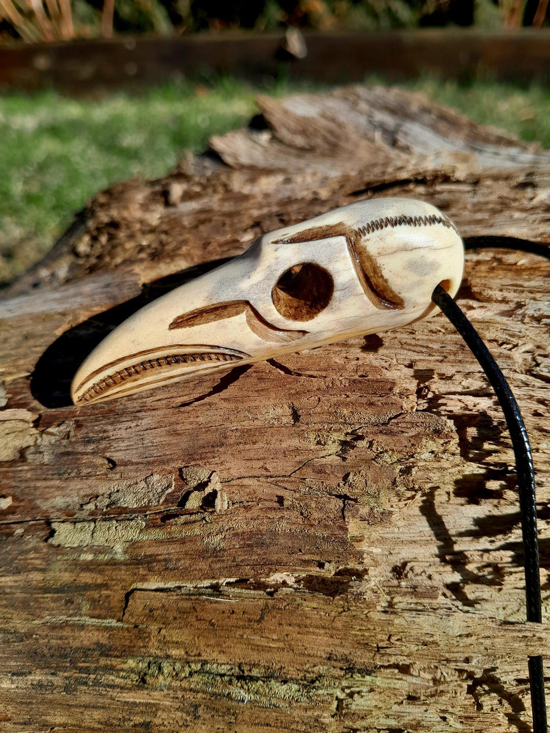 Hand-carved Viking Raven Skull Amulet. Heathen Jewelry. Huginn & Muninn ...