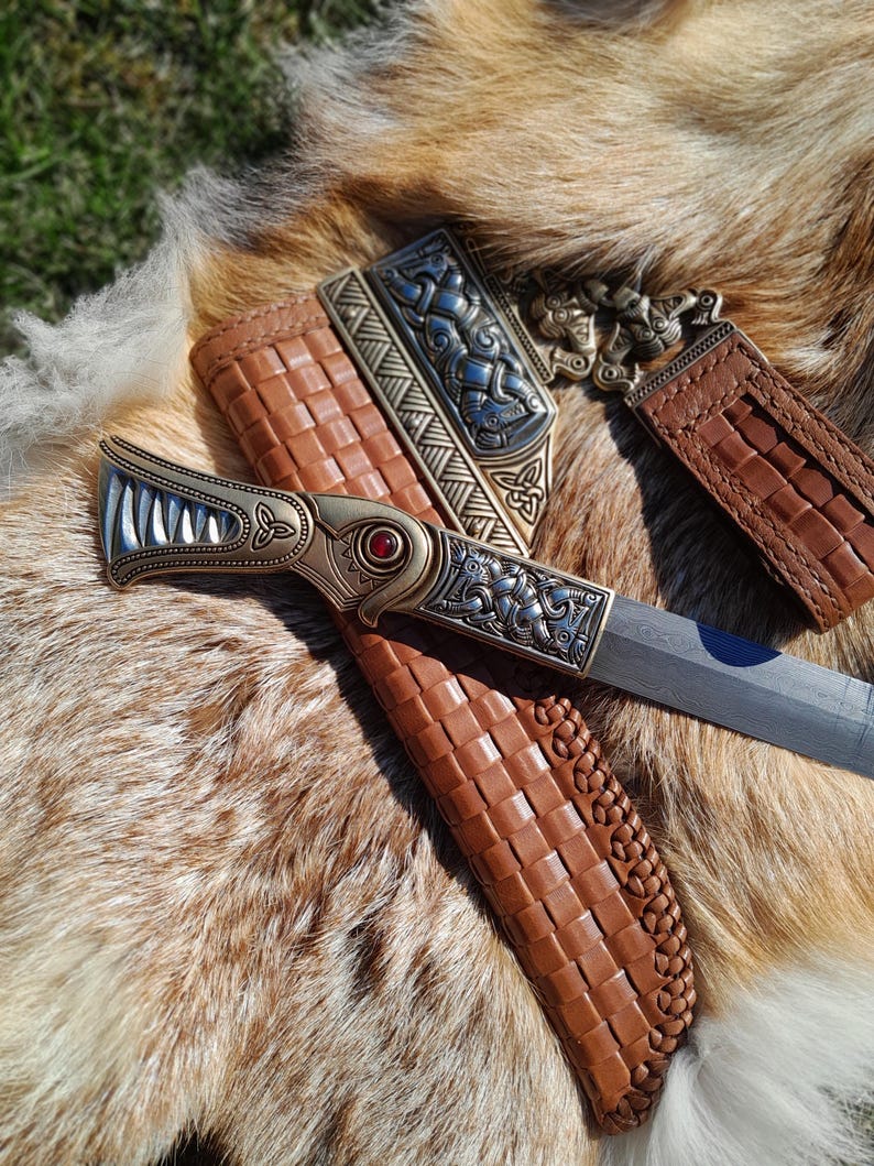 Premium Anglo-saxon Viking Knife – Sutton Hoo Dragon. Brass & Bronze ...