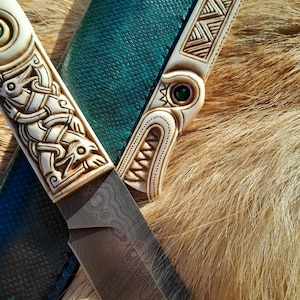 Anglo-saxon Period. Exclusive Knife With Hand-carved Bone Handle ...