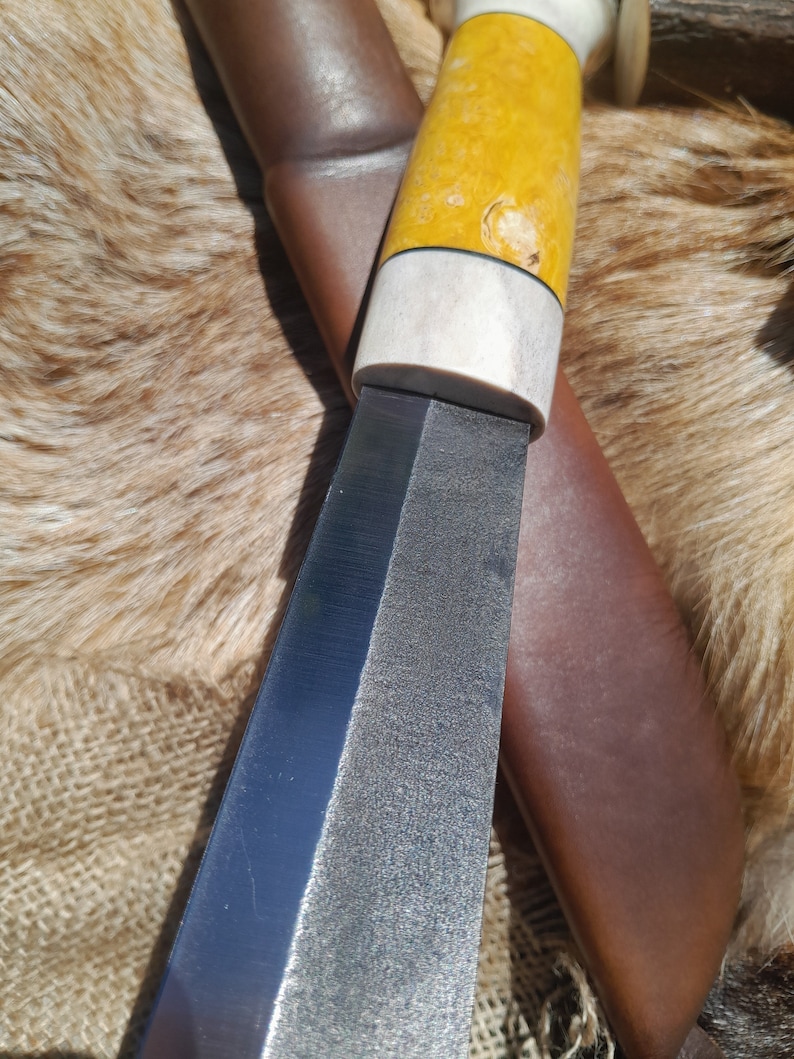 Handmade Big Leuku Knife. Sami Knife. Nordic Puukko Knife With Leather ...