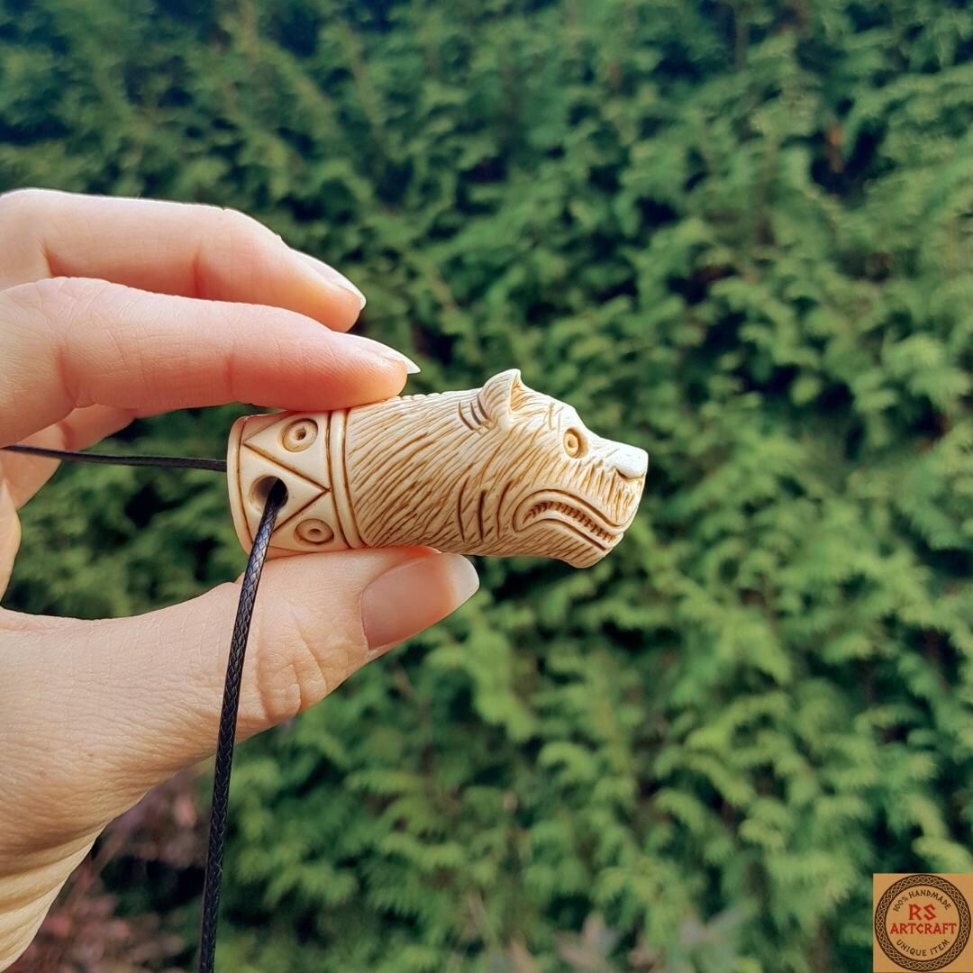 Bear Amulet With Algiz Rune – Norse Moose Antler Talisman - Etsy