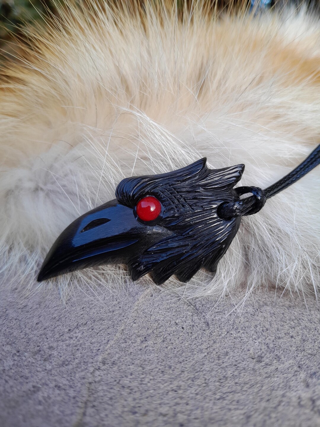 Unique Viking Black Raven Amulet With Red Eye. Raven of Odin Jewelry ...