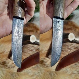 Handmade Vikings Rune Knife "wolf" With Leather Sheath. Antler and Wood ...