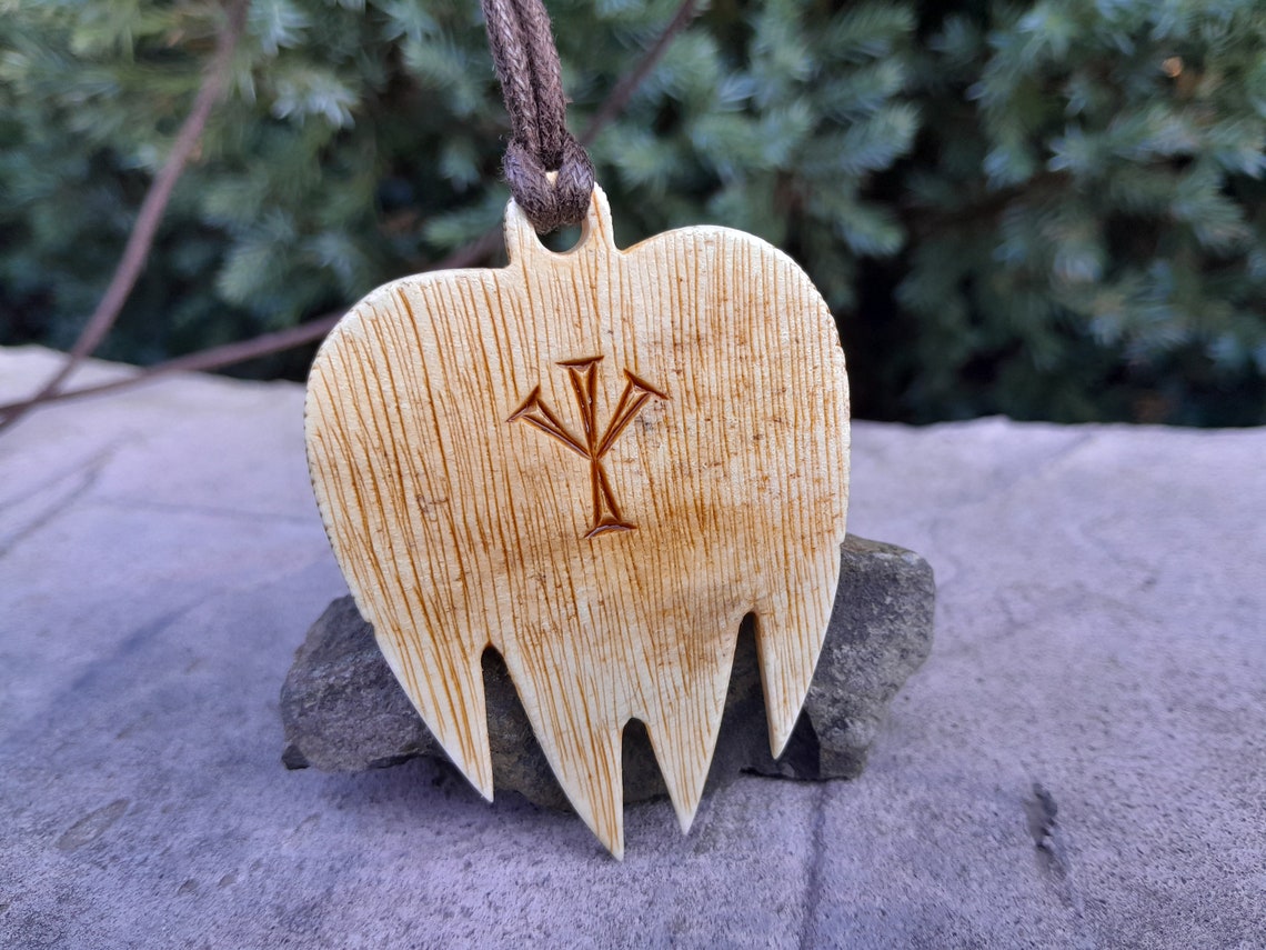Viking Bear Paw Necklace Norse Bear Amulet With Algiz Rune - Etsy