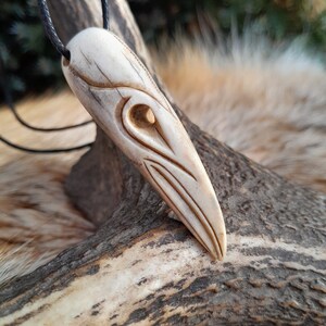 Hand-carved Raven Skull Amulet. Viking, Celtic Jewelry. Huginn Muninn ...