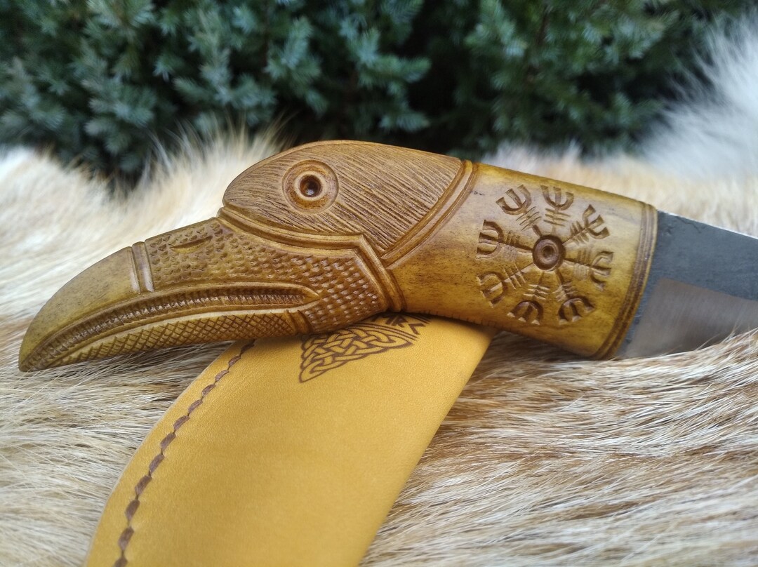 Hand Made Viking Style Knife With Raven Head Odins Crow With - Etsy