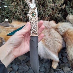 Anglo-saxon Period. Exclusive Knife With Hand-carved Bone Handle ...