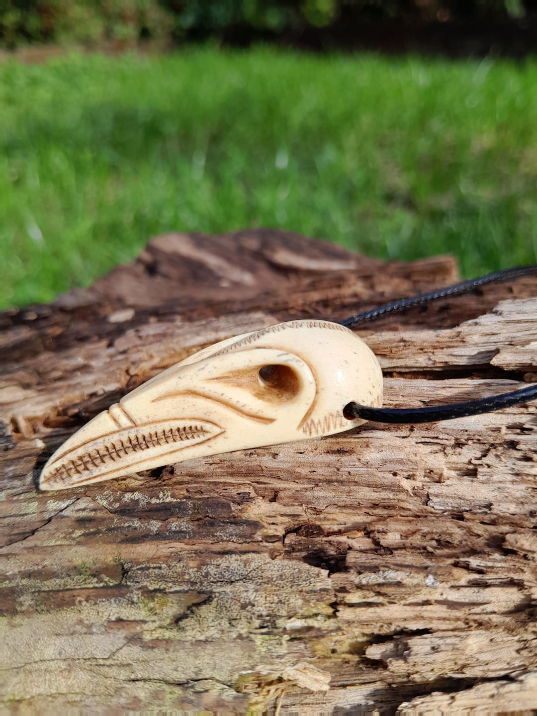 Hand-carved Viking Raven Skull Amulet. Heathen Jewelry, Huginn Muninn ...