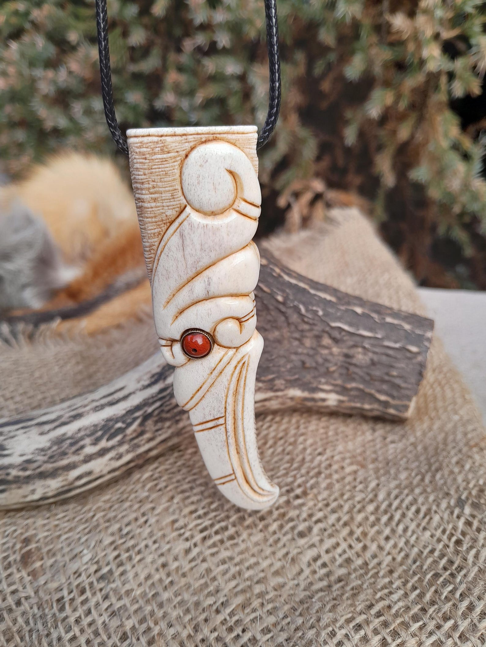 Viking Raven Amulet With Red Eyes and Inguz Rune. Odin’s Raven Head ...