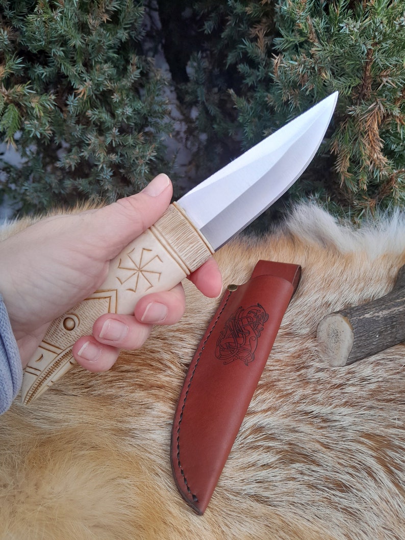 Norse Knife With Raven Head. Viking, Nordic Motifs. Odin's Ravens ...