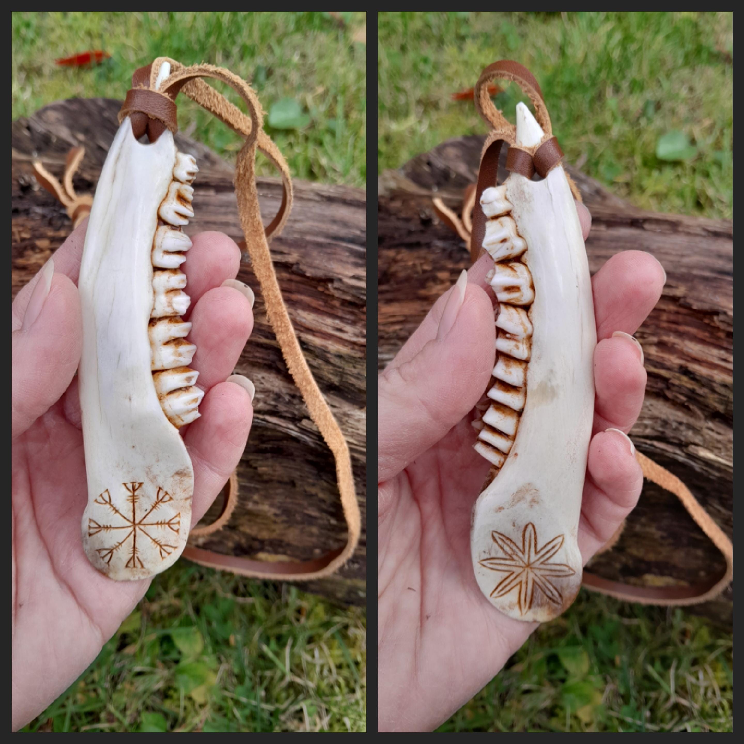 Helm of Awe Pendant | Norse Protection Amulet | Hand-carved Bone ...