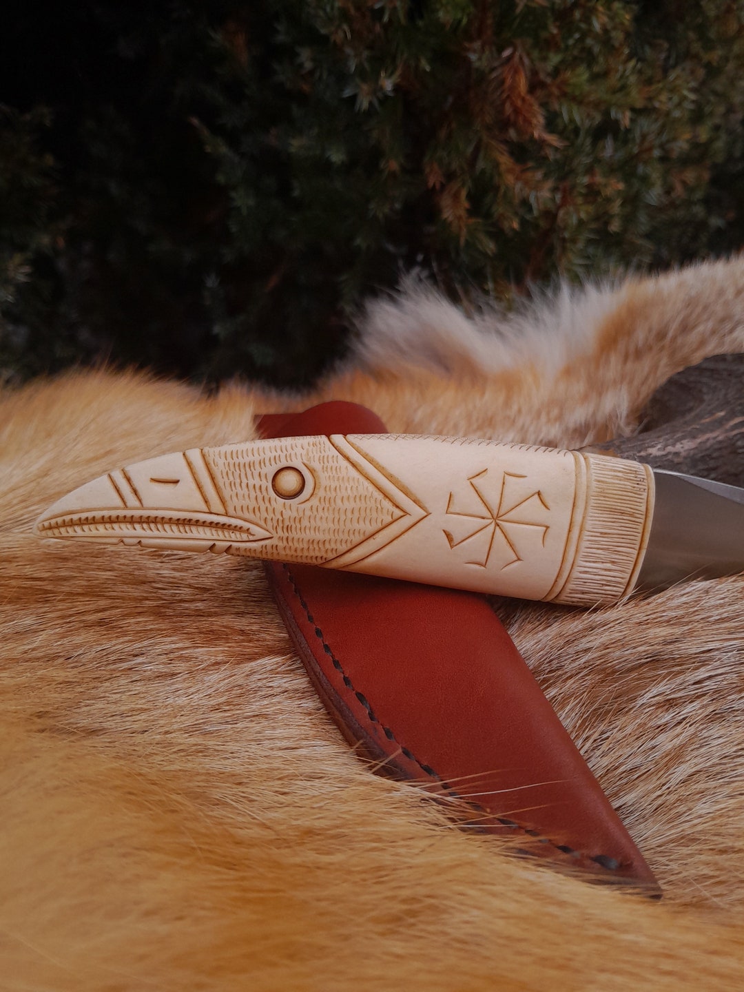 Norse Knife With Raven Head. Viking, Nordic Motifs. Odin's Ravens ...