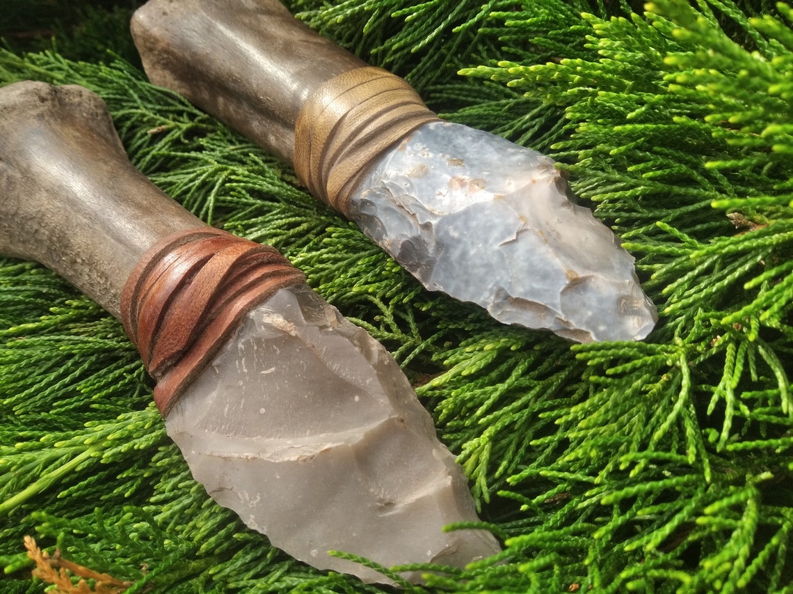 Stone Age Knife With the Flint Blade. Primitive Tool. | Etsy