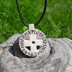 Hand-carved Norse, Viking Solar Cross Pendant With Elder Futhark Ring ...