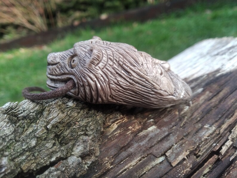 Hand Carved Viking Warrior Head Amulet Norse Mythology - Etsy