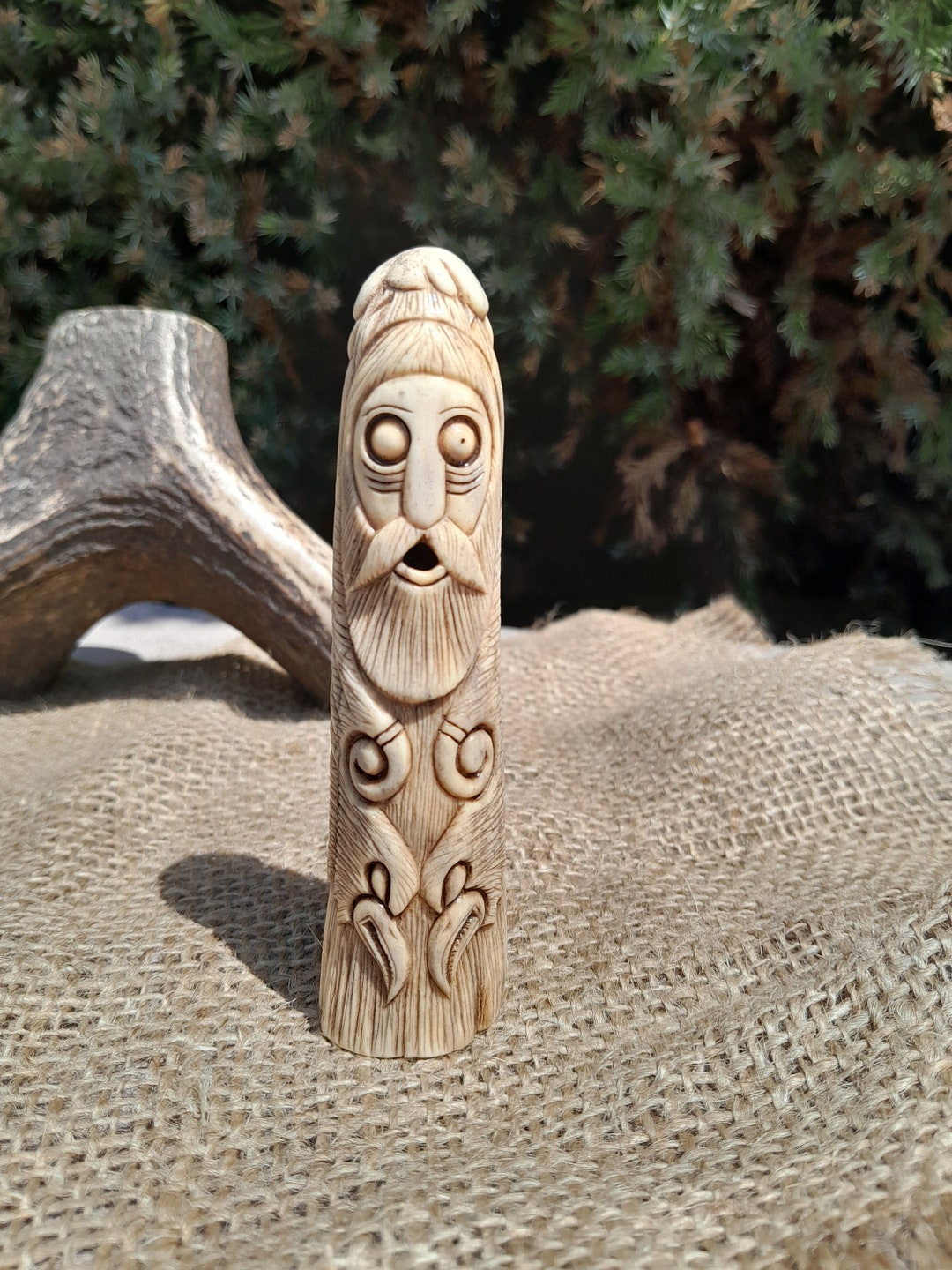 Hand-carved Scandinavian God Odin Statue. Figurine of Odin With Ravens ...