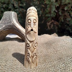 Hand-carved Scandinavian God Odin Statue With Ravens - Óðinn Sculpture ...